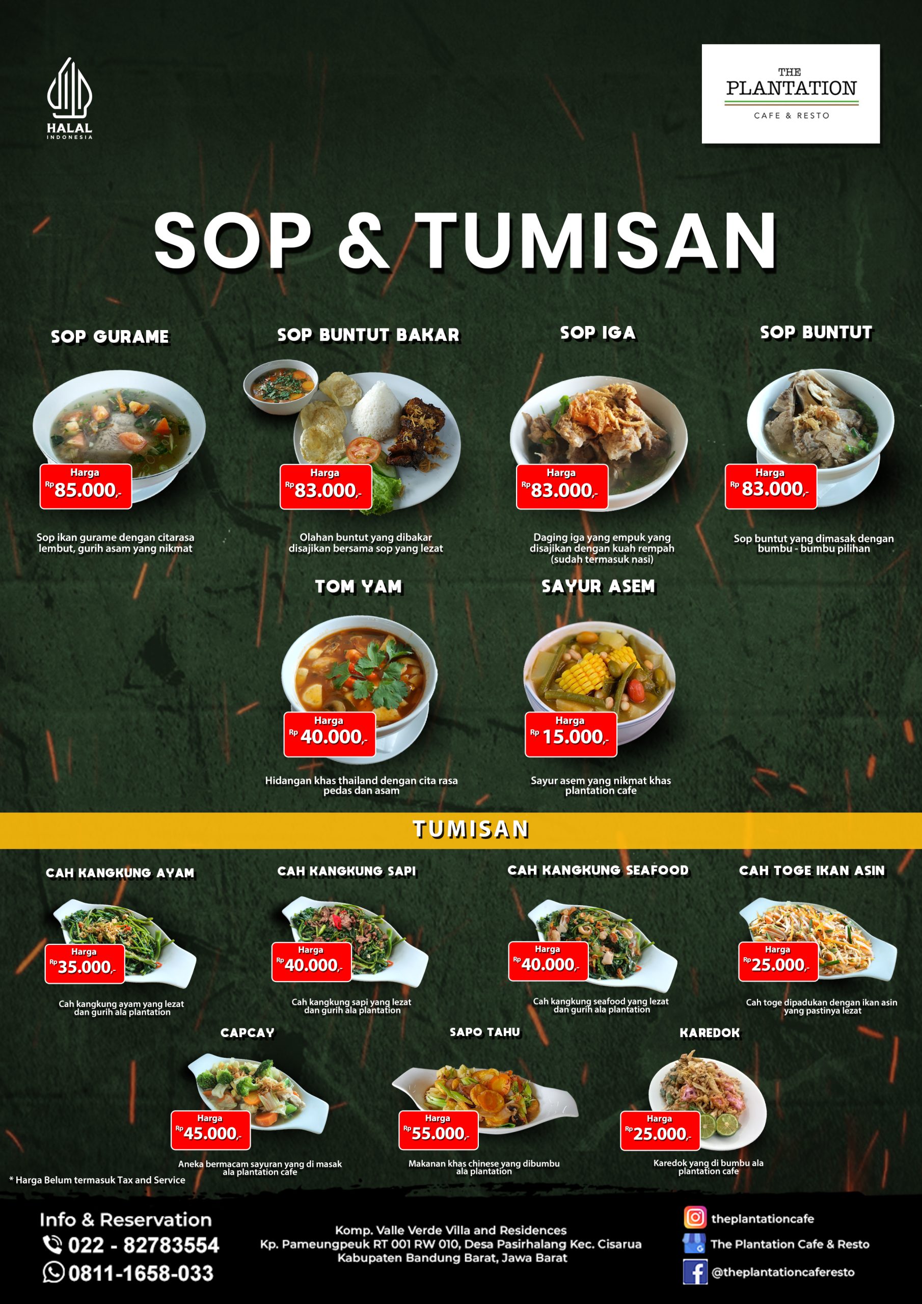 Daftar Menu – Plantation Cafe Resto